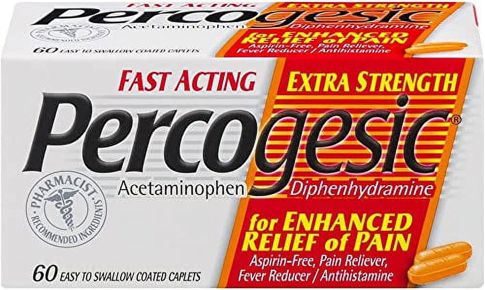 Percogesic Extra Strength Pain Reliever, Aspirin Free, Dual Action ...