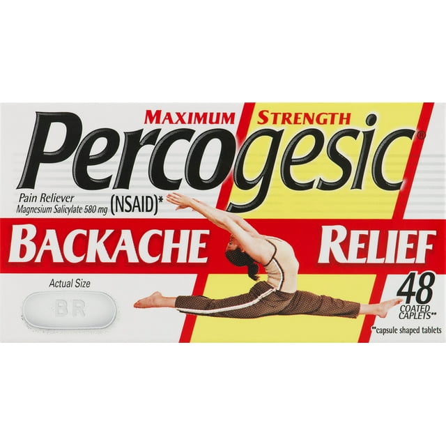Percogesic Maximum Strength Backache Relief, Fast Acting Pain Reliever ...
