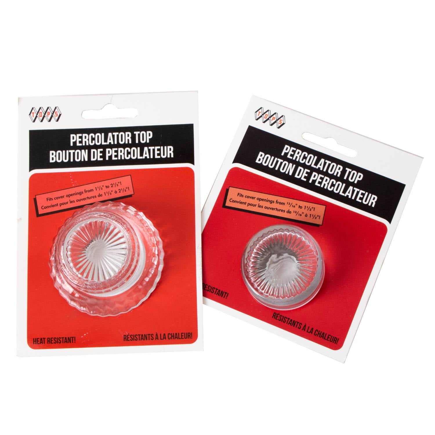 Percolator Top Knobs Clear Glass USA Made Set of 2 Sizes Small and ...