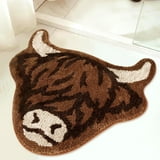 Percozzi Highland Cow Tufted Rug Bath Mat Scottish Long Horn Fluffy Cow ...