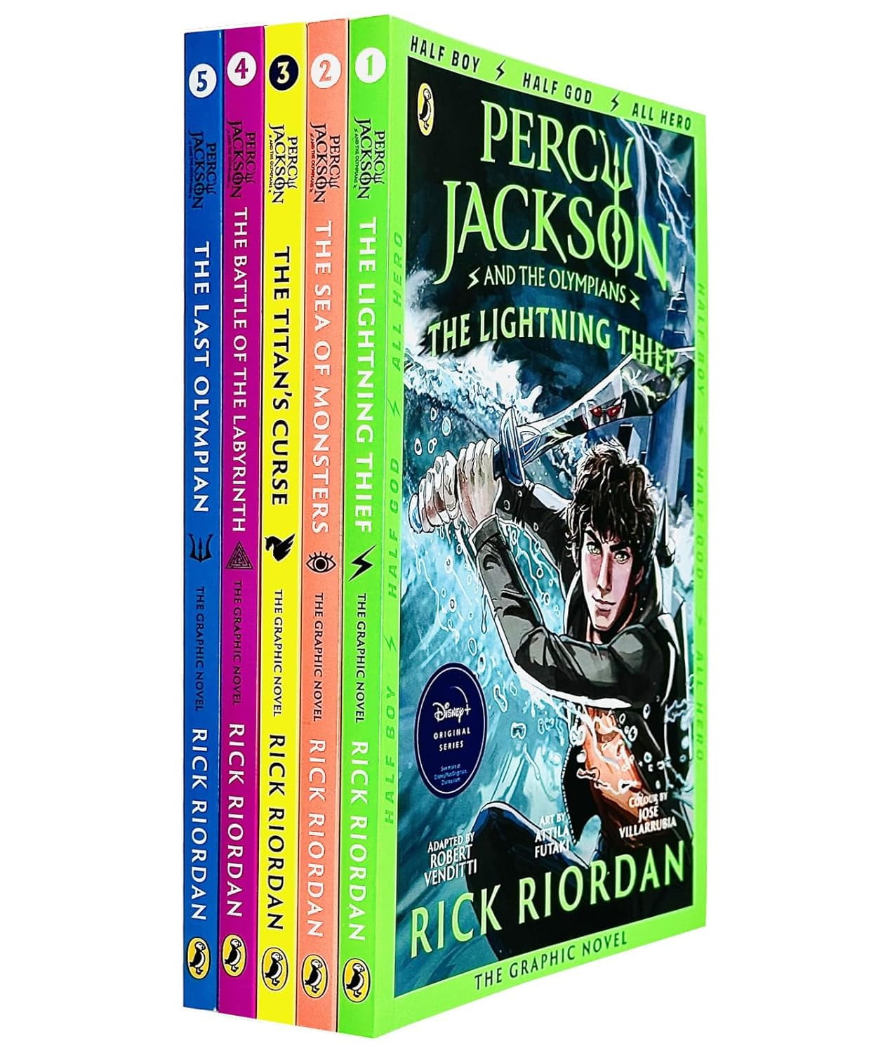 Percy Jackson Graphic Novels 1-5 Books Collection Set (The Lightning ...