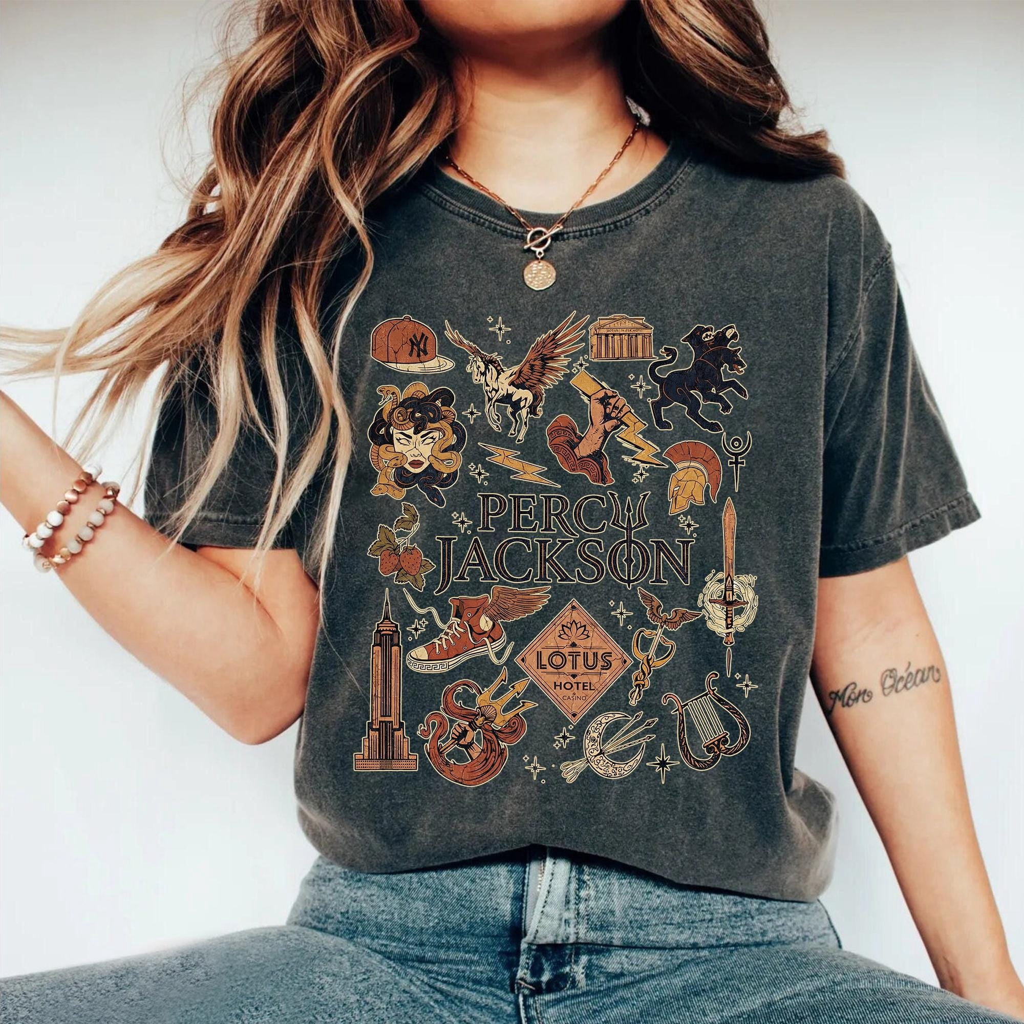 Percy Jackson Olympians Symbols Shirt Lotus Hotel Medusa Tee Camp Half ...