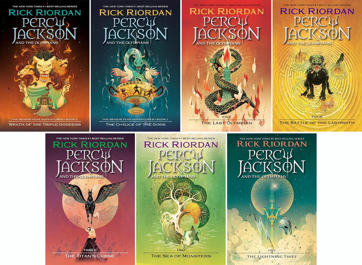 Percy Jackson and the Olympians Series Set of 7 Books by Rick Riordan ...