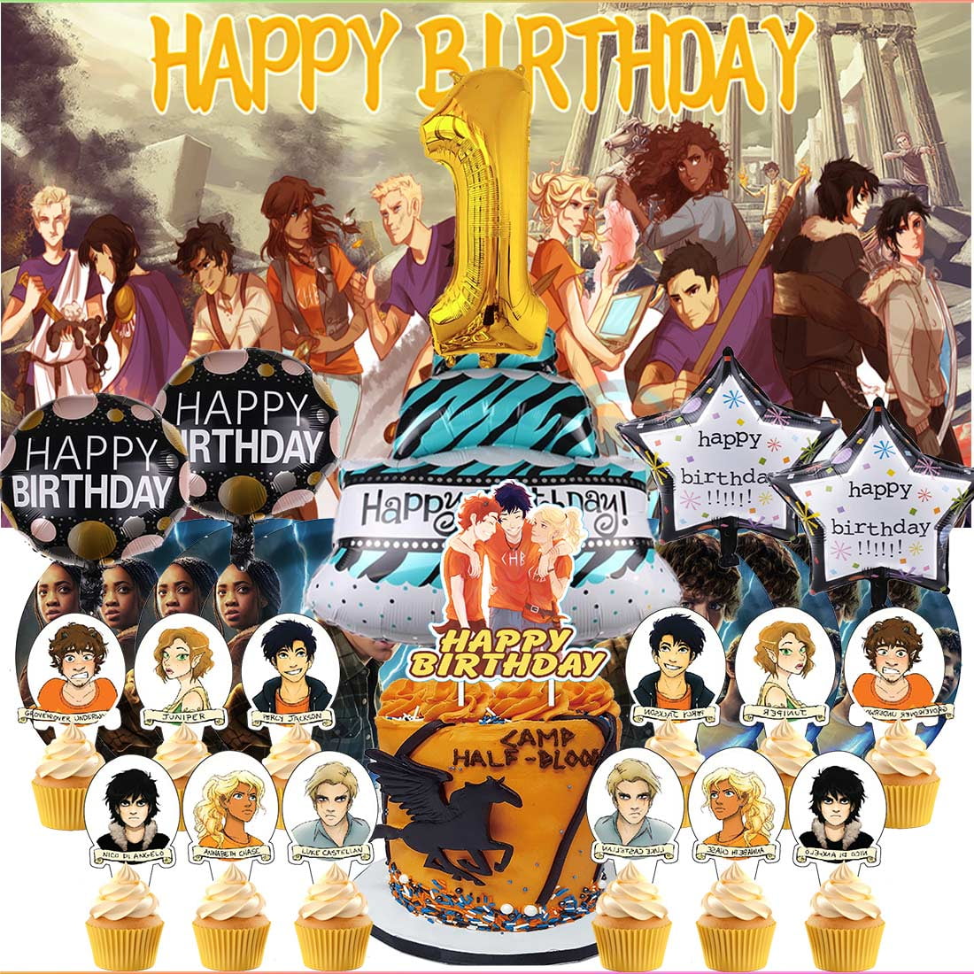 Percy Jackson the Olympians 1st Tableware Balloons Cake Toppers ...