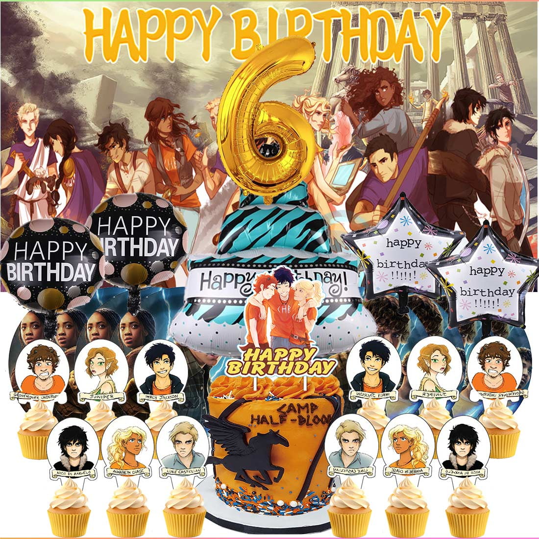 Percy Jackson the Olympians 6th Tableware Balloons Cake Toppers ...