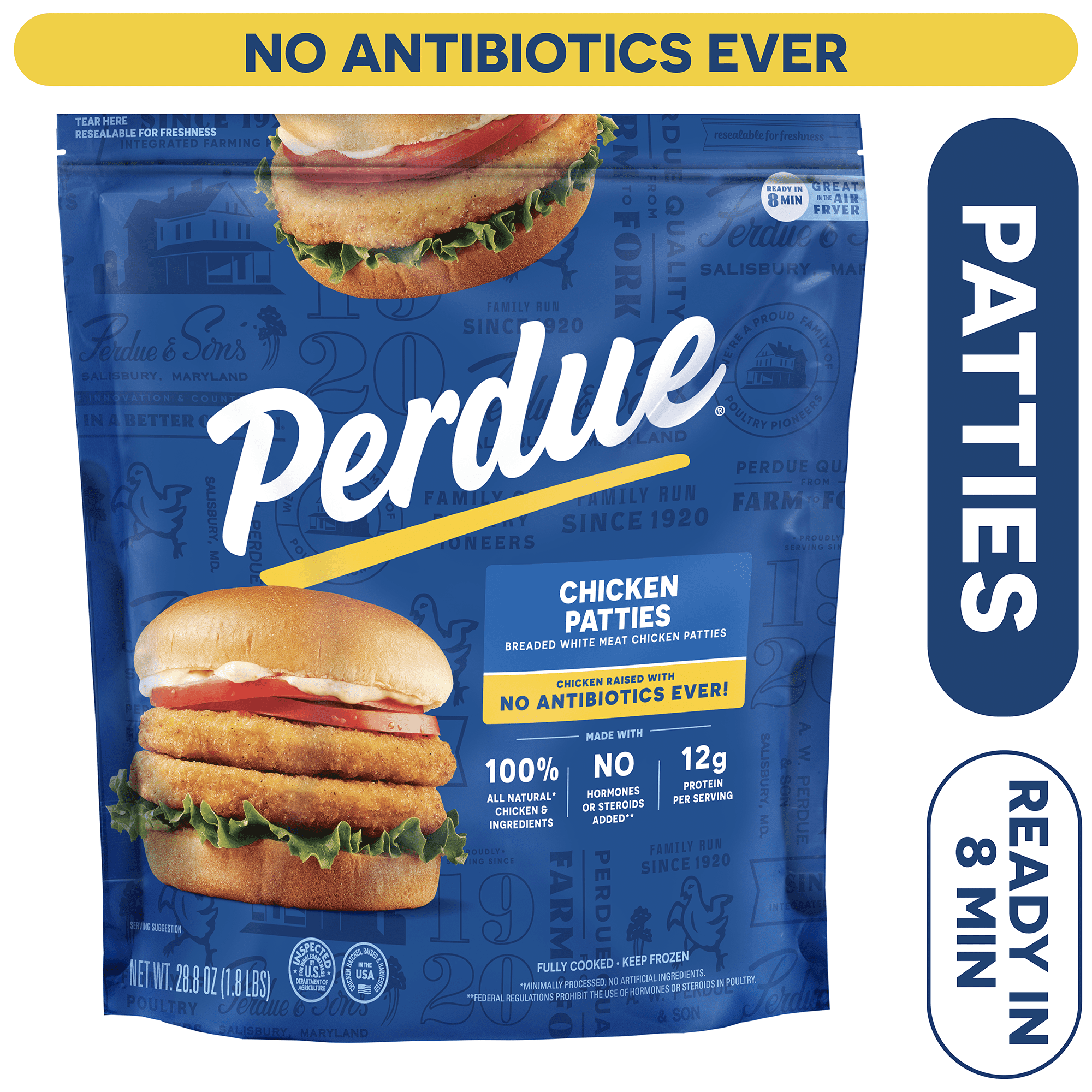 PERDUE® , No Antibiotics Ever, Frozen, Breaded Chicken Breast Patties ...