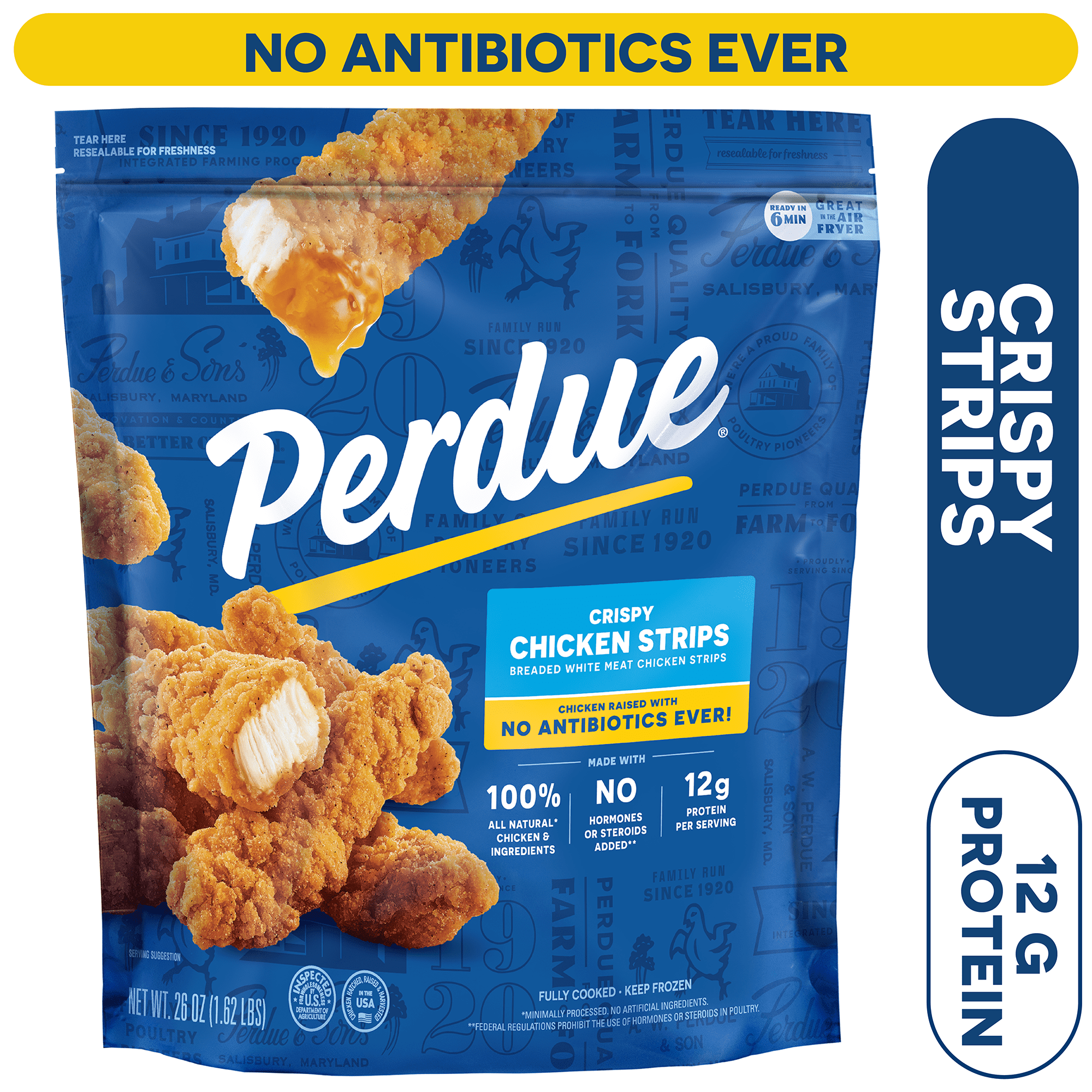 Perdue No Antibiotics Ever Frozen Crispy Breaded Chicken Breast Strips ...
