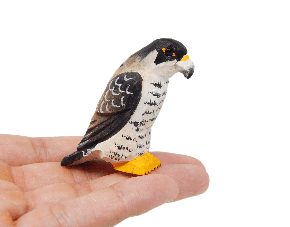 Peregrine Falcon Hawk - Small Wood Art Figurine - Falconry Kestrel Bird ...