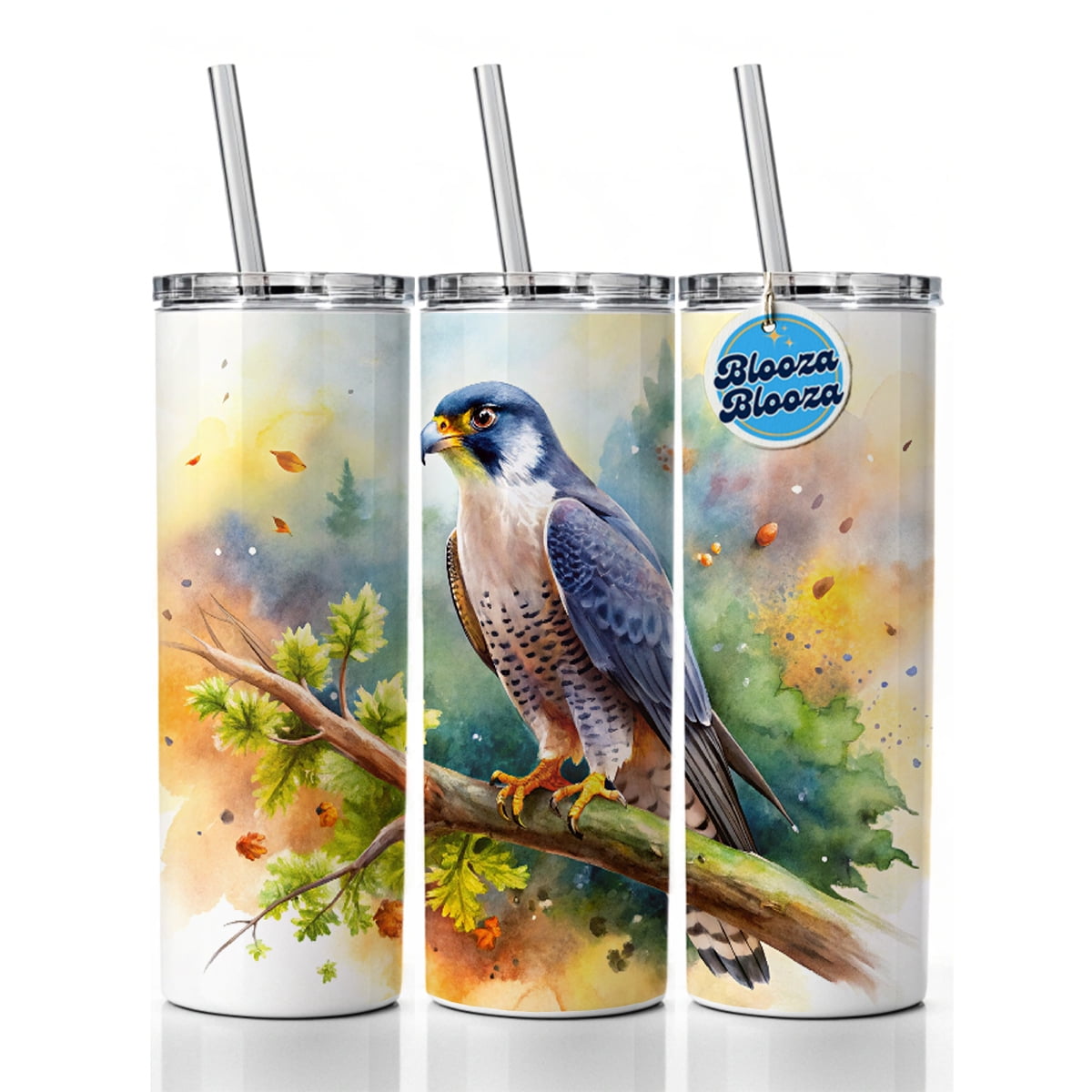 Peregrine Falcon Raptor Bird Of Prey In Tree Watercolor 20oz Insulated ...