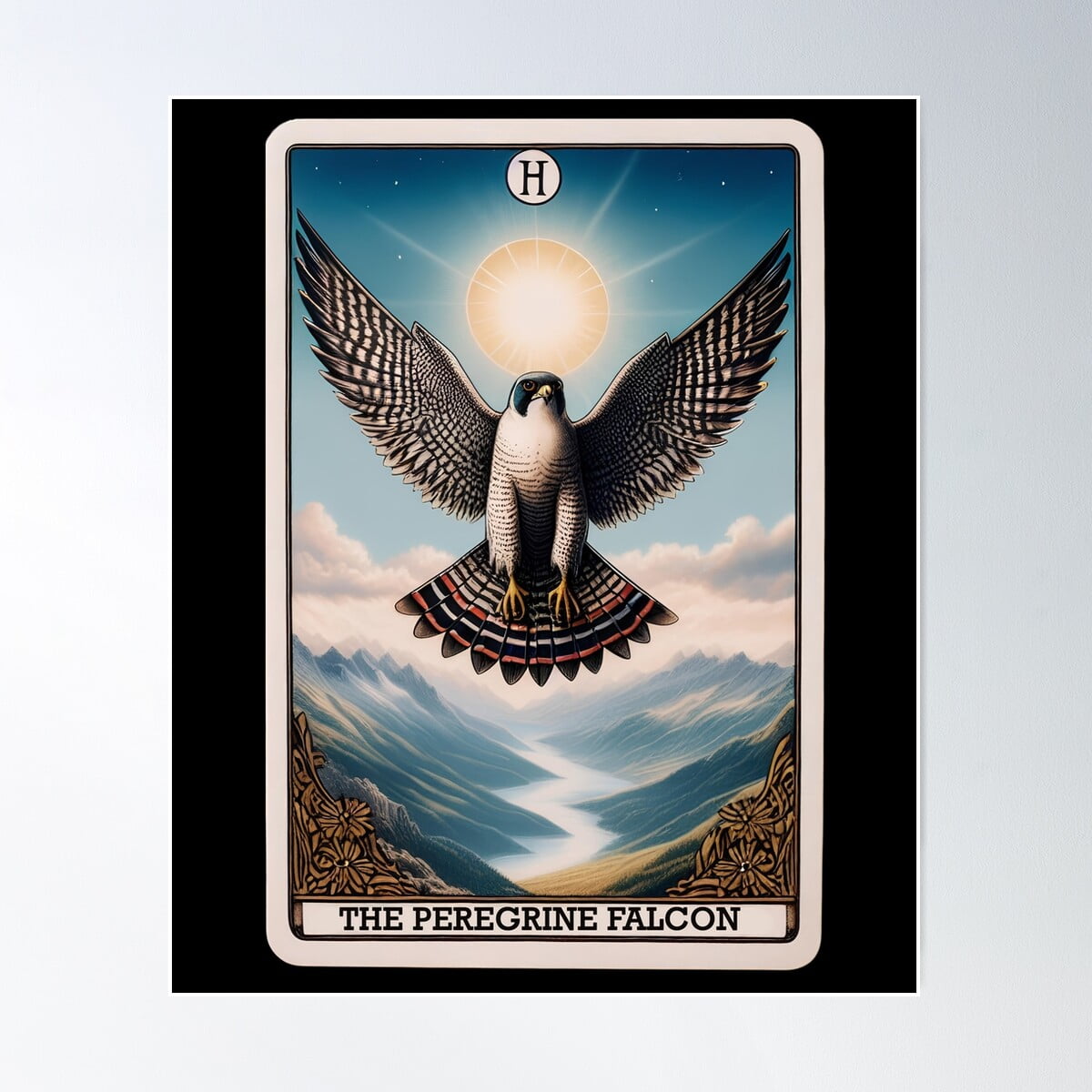 Peregrine Falcon Tarot Card Fly Bird Raptor Birding Watcher Poster Wall ...