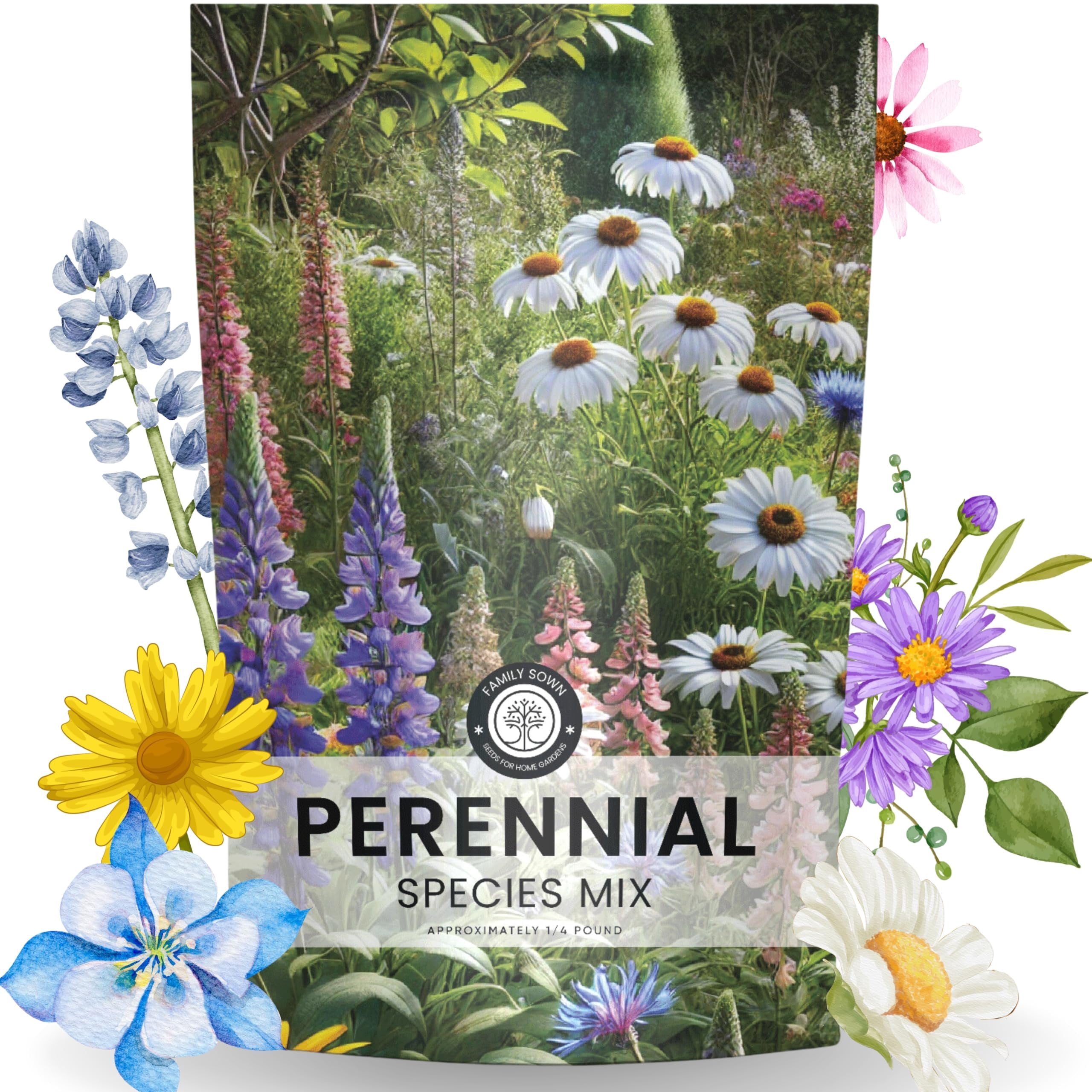 Perennial Species Mix - Bulk 1/4 BSL1 Pound Pouch - 60,000 Flower Seeds ...