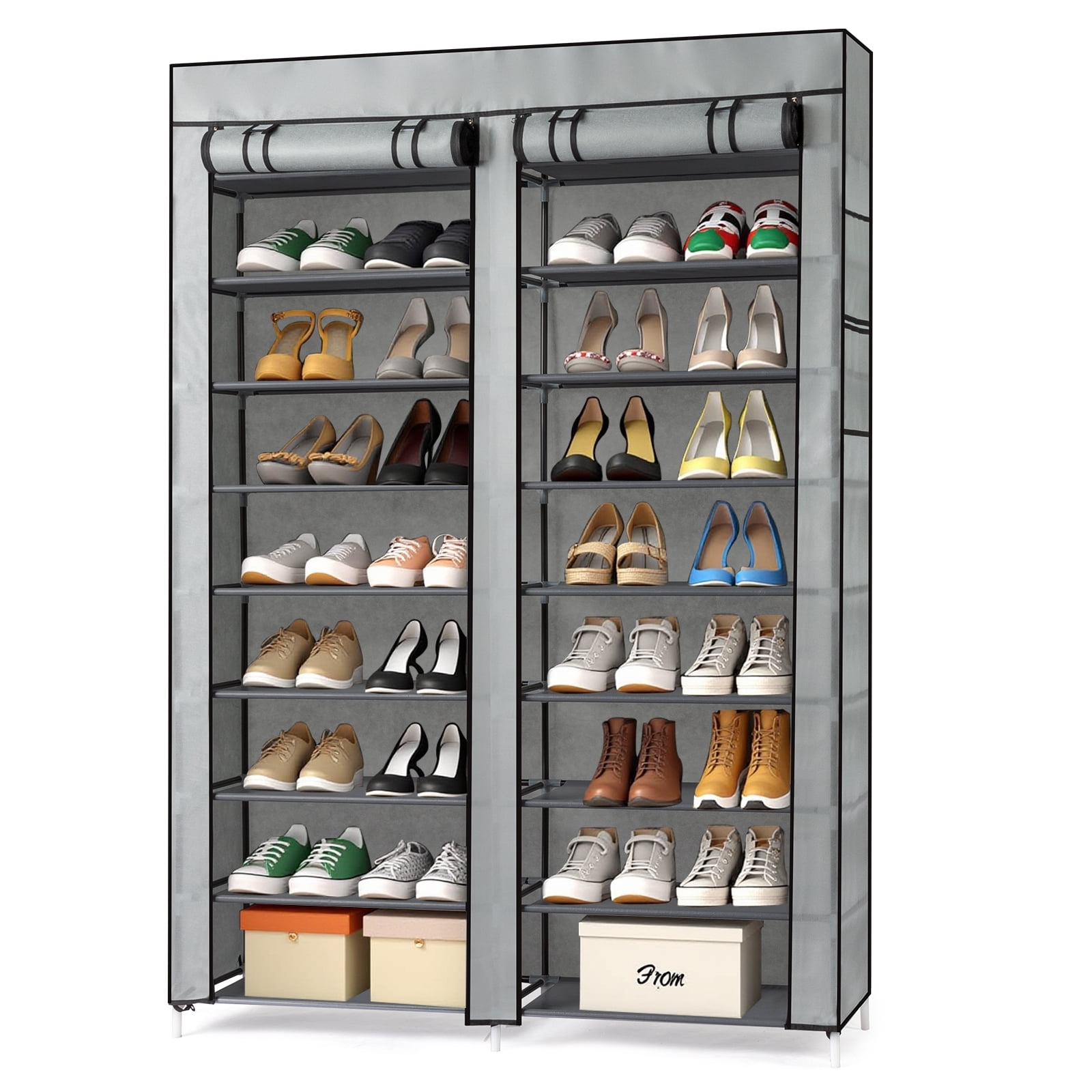 Perfactly 10 Tiers Freestanding Shoe Racks,Non-Woven Fabric Shoe ...