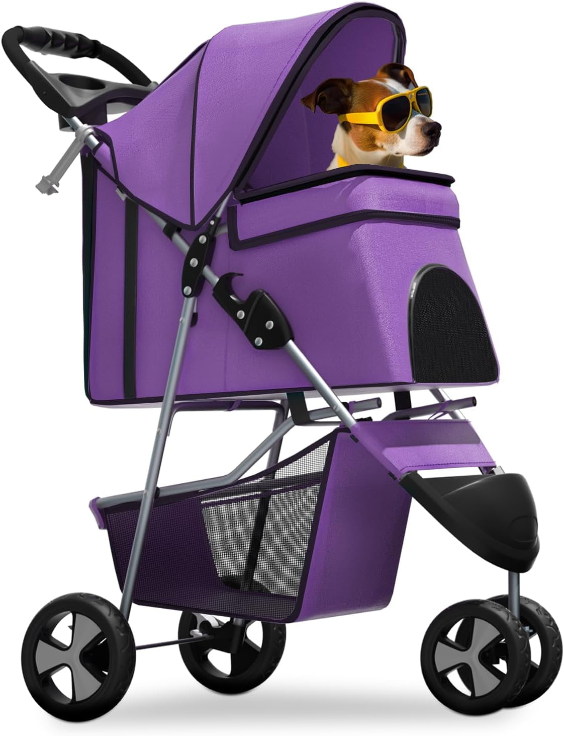 Perfactly 3-Wheel Pet Stroller, Foldable Travel Jogger for Small ...