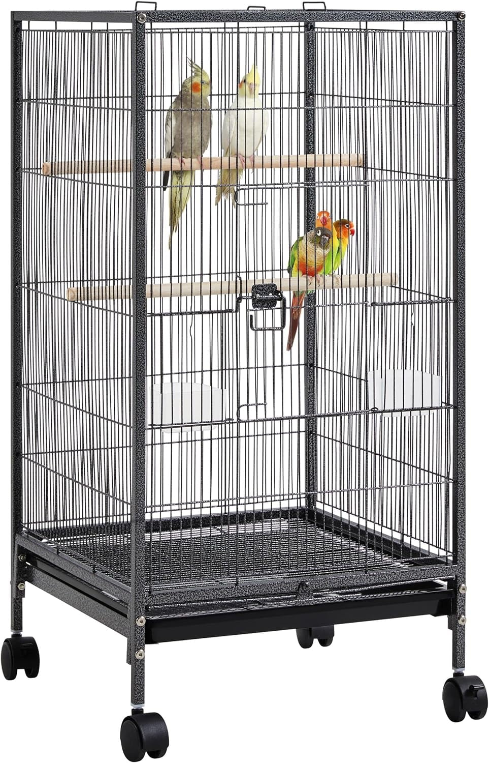 Perfactly 40 Inch Wrought Iron Bird Cage Open-Top Parrot Cage with ...