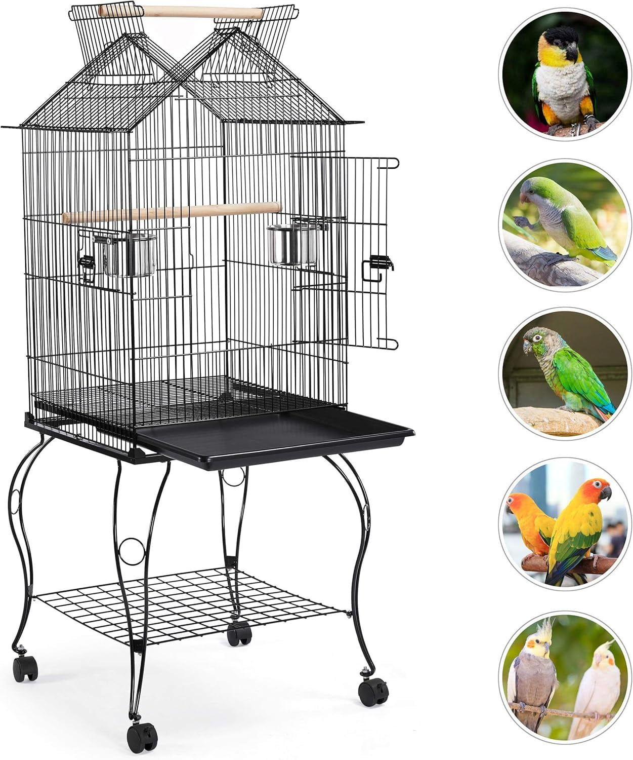 Perfactly 57Inch Rolling Open Top Roof Bird Cage for Mid-Sized Parrots ...
