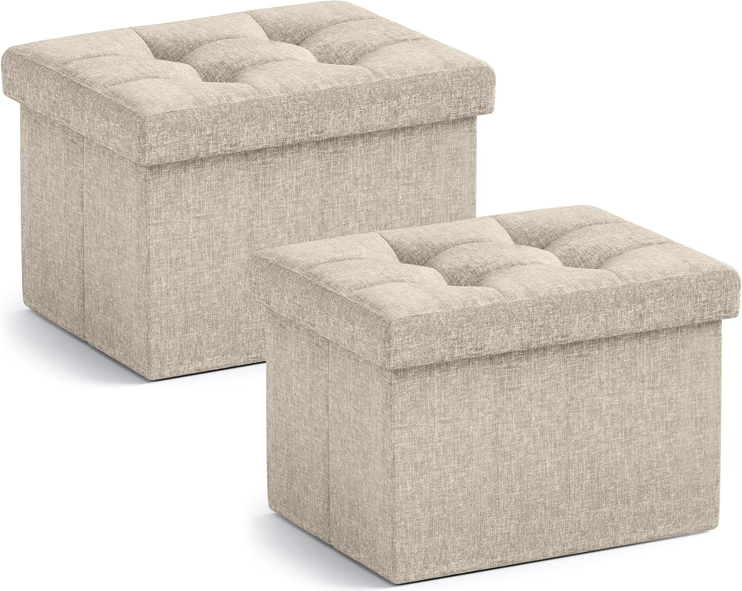 Perfactly Home Small Storage Ottoman, Set of 2, Foldable Collapsible ...