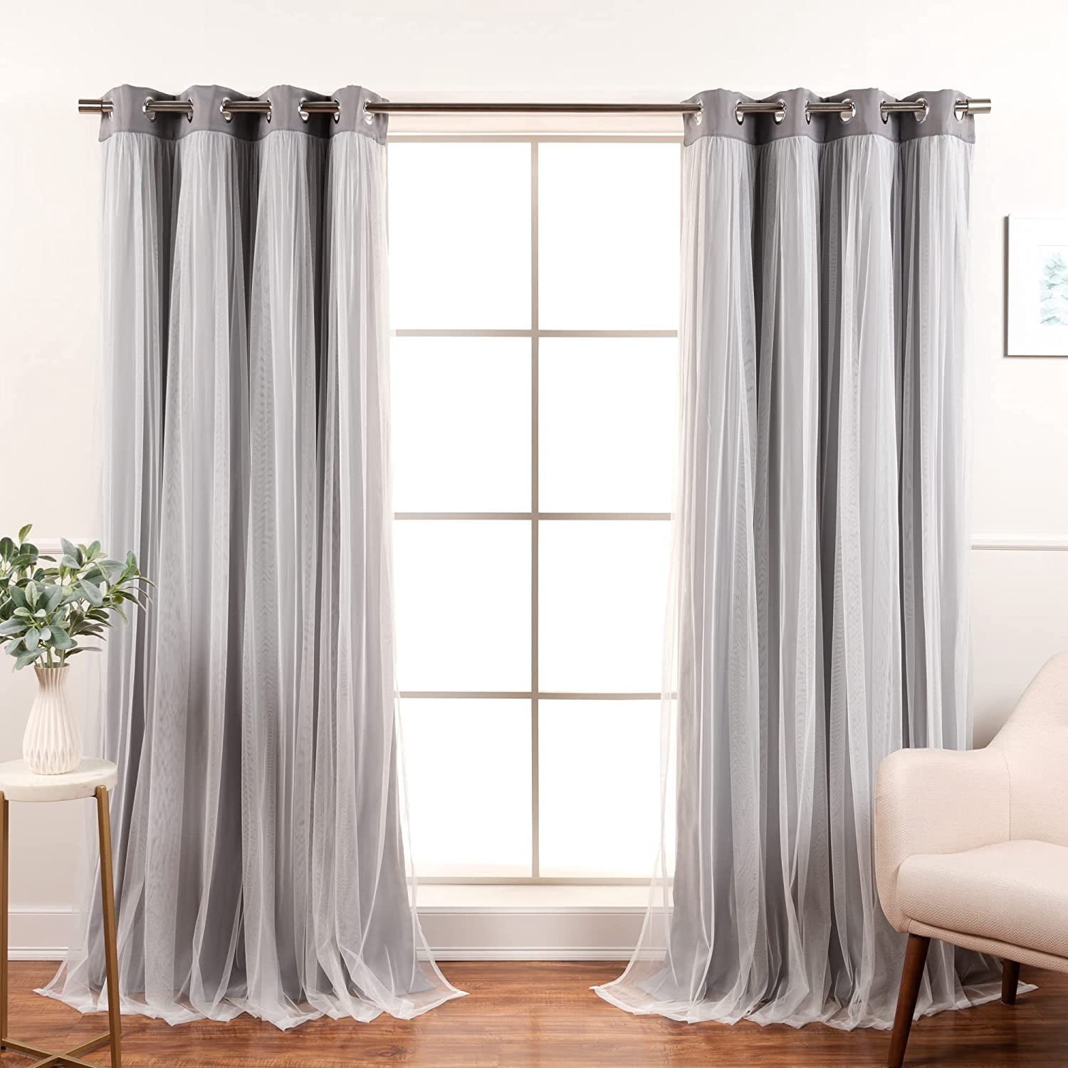 Perfactly Lace Tulle Overlay Thermal Insulated Solid Blackouts ...