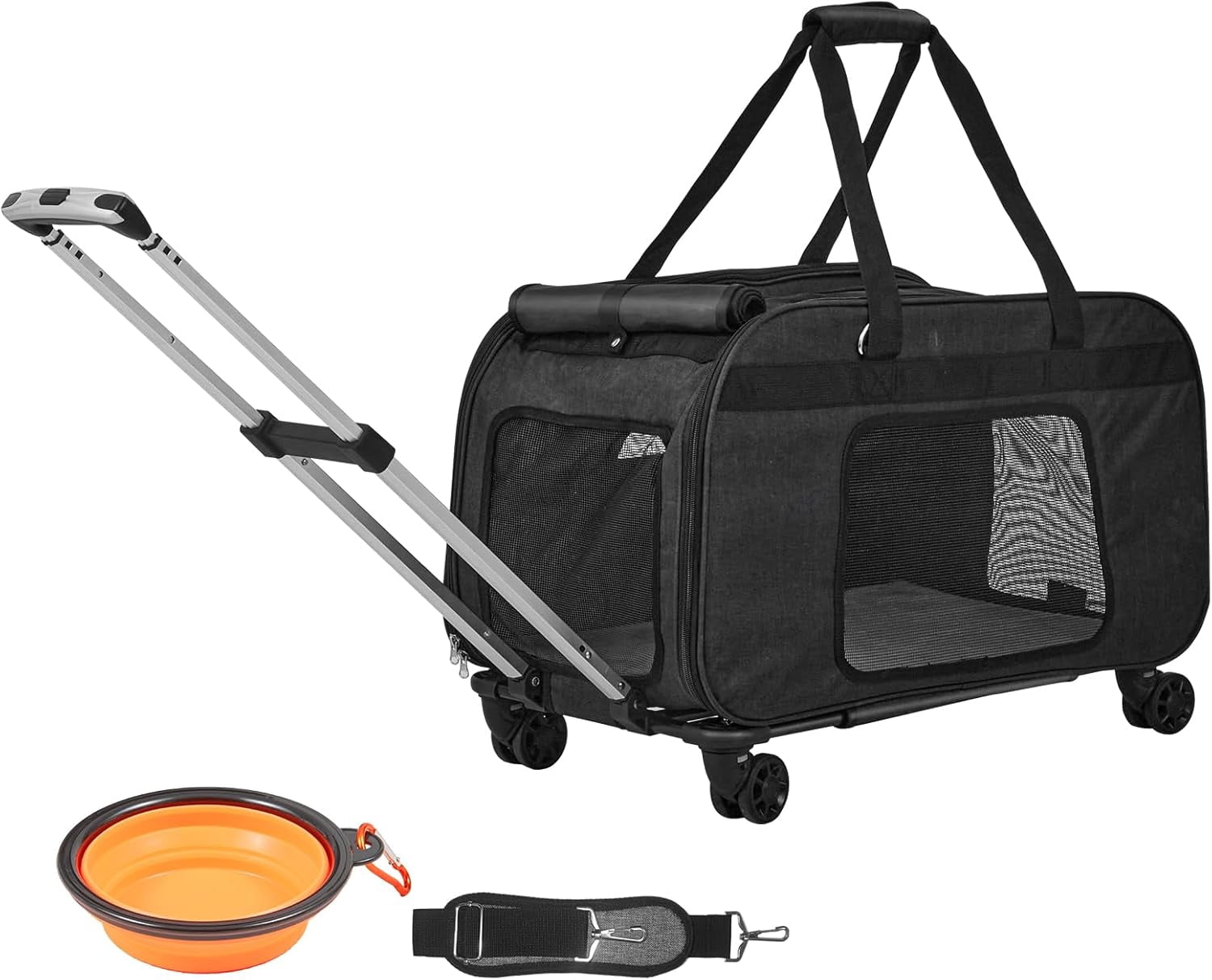 Perfactly Large Cat Dog Carrier with Wheels for Under 35lbs, Rolling ...