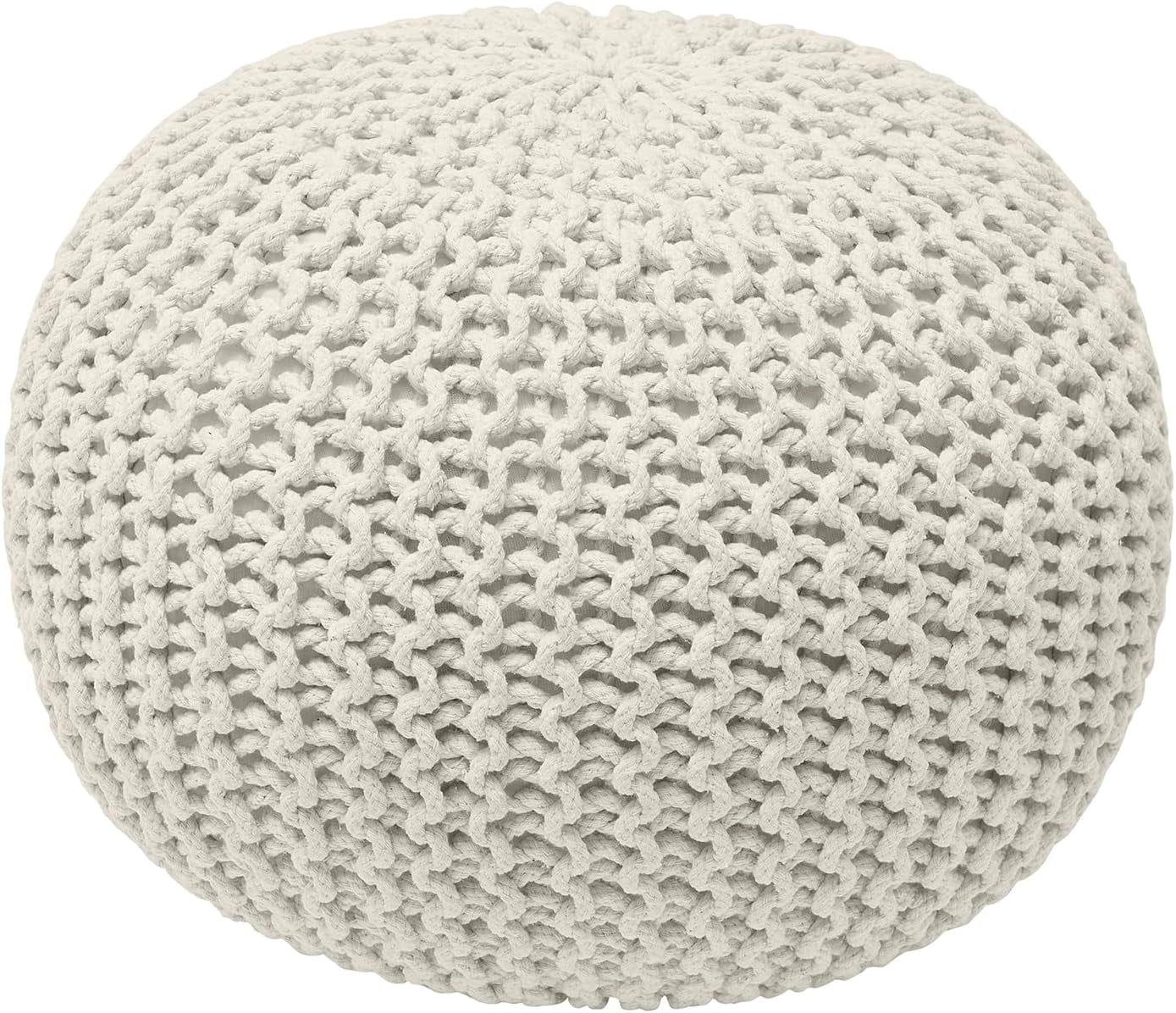 Perfactly Pouf Ottoman Foot Rest - 100% Cotton Pouffe - Hand Knitted ...