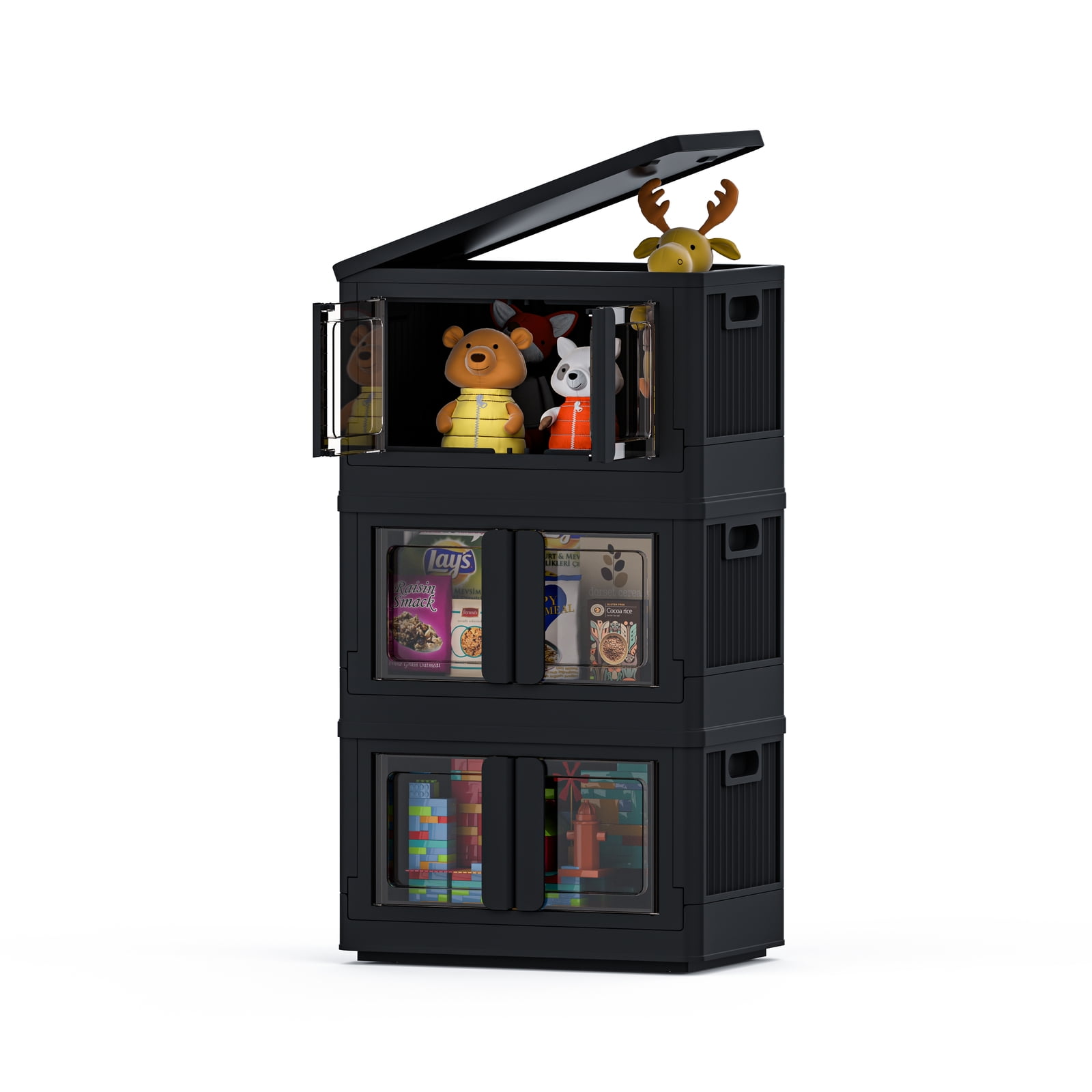 Perfactly Stackable Storage Bins With Lids, Collapsible Plastic Storage ...