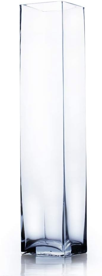 Perfactly Tall Square Vase Glass Block, Length 4", Height 20", Clear ...