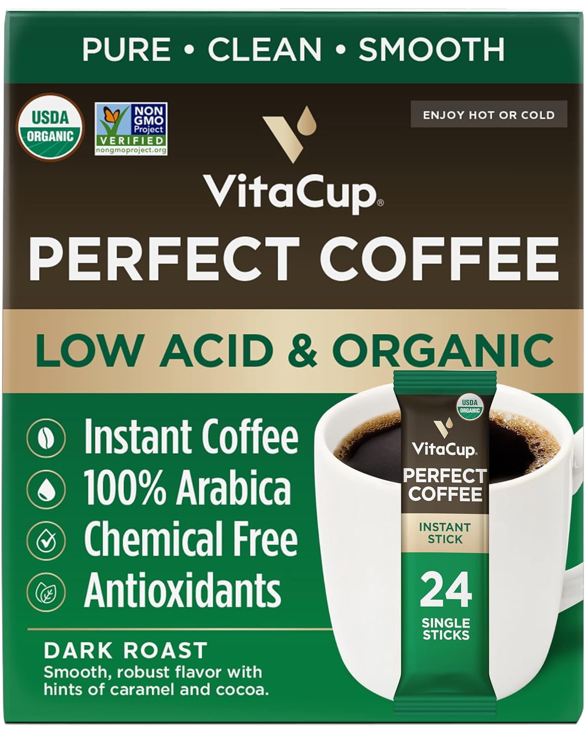 Perfec Low Acid Insan Coffee Packes, Dark Roas Coffee, USDA ganic ...