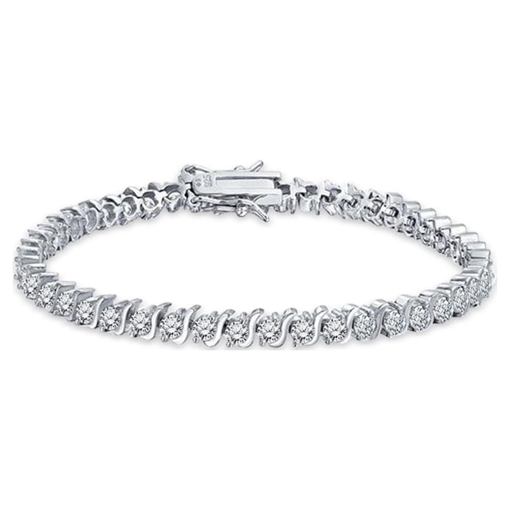 Perfect 3 Carat Round Cut Moissanite S Shape Tennis Bracelet For Women
