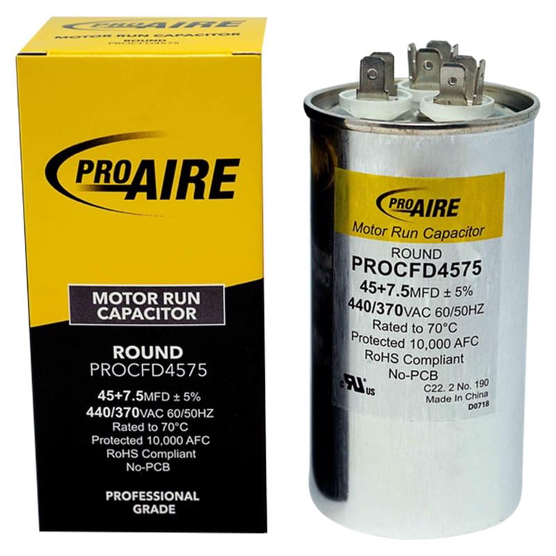 Perfect Aire ProAire 370V 45+7.5 MFD Round Run Capacitor - Walmart.com