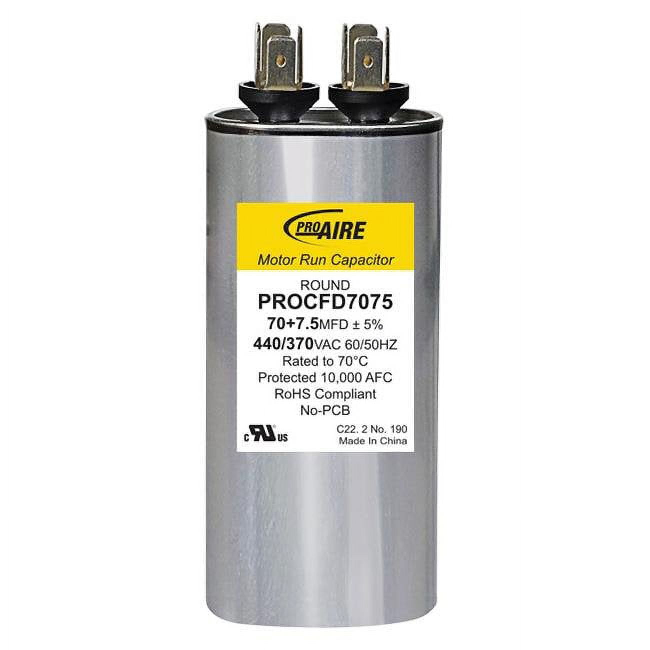 Perfect Aire ProAire 70+7.5 MFD 370 V Round Run Capacitor - Walmart.com