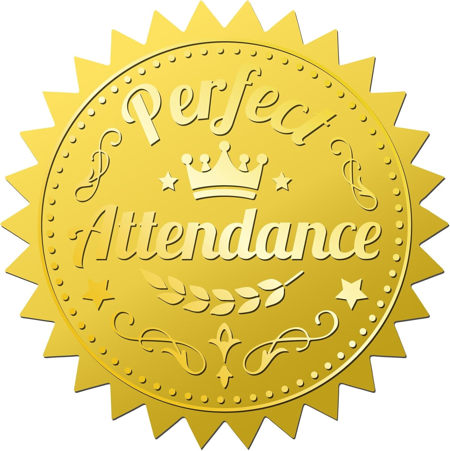 Perfect Attendance 408Pcs Gold Foil Embossed Stickers 2" Self Adhesive ...