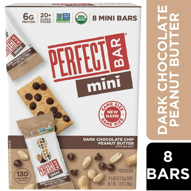 Perfect Bar Mini Dark Chocolate Chip Peanut Butter Protein Bar, Organic ...
