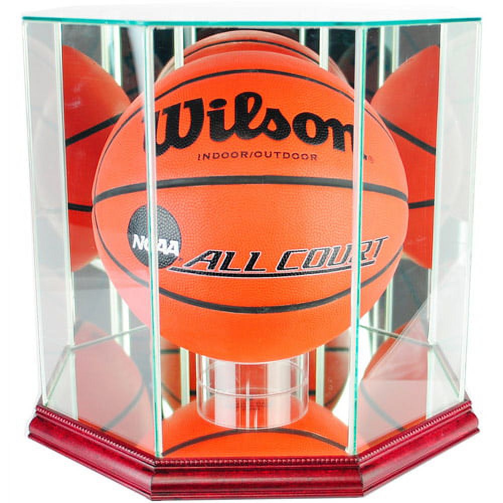 Perfect Cases Wall-Mounted Basketball Display Case, Cherry Finish ...
