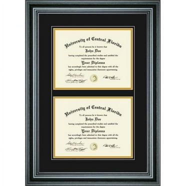 Double Diploma Frame with Double Matting for 8.5" x 11" Tall Diploma ...