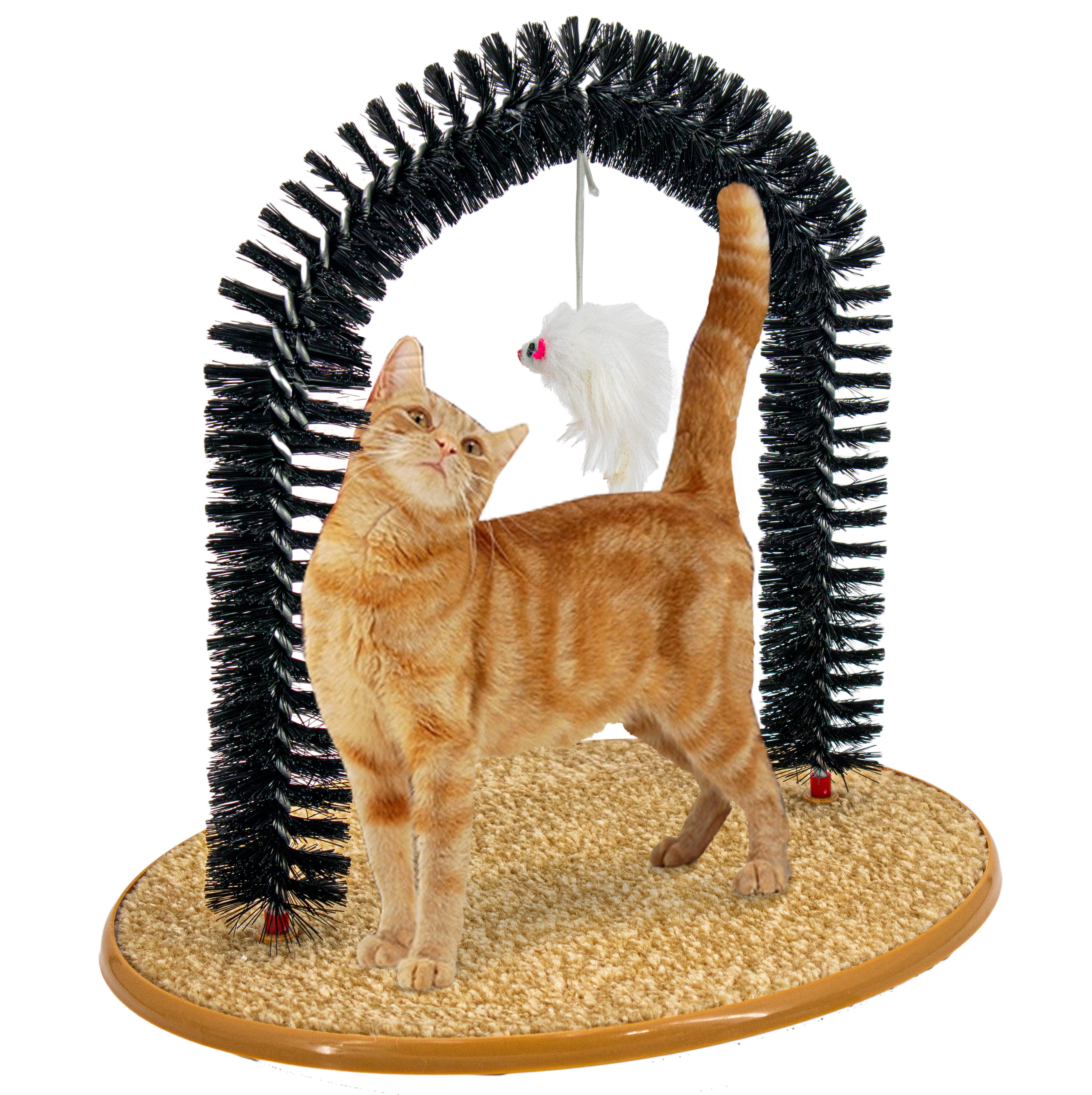 Perfect Cat Self Grooming Arch Toy & Post with Cat Mouse Toy, Bristles ...