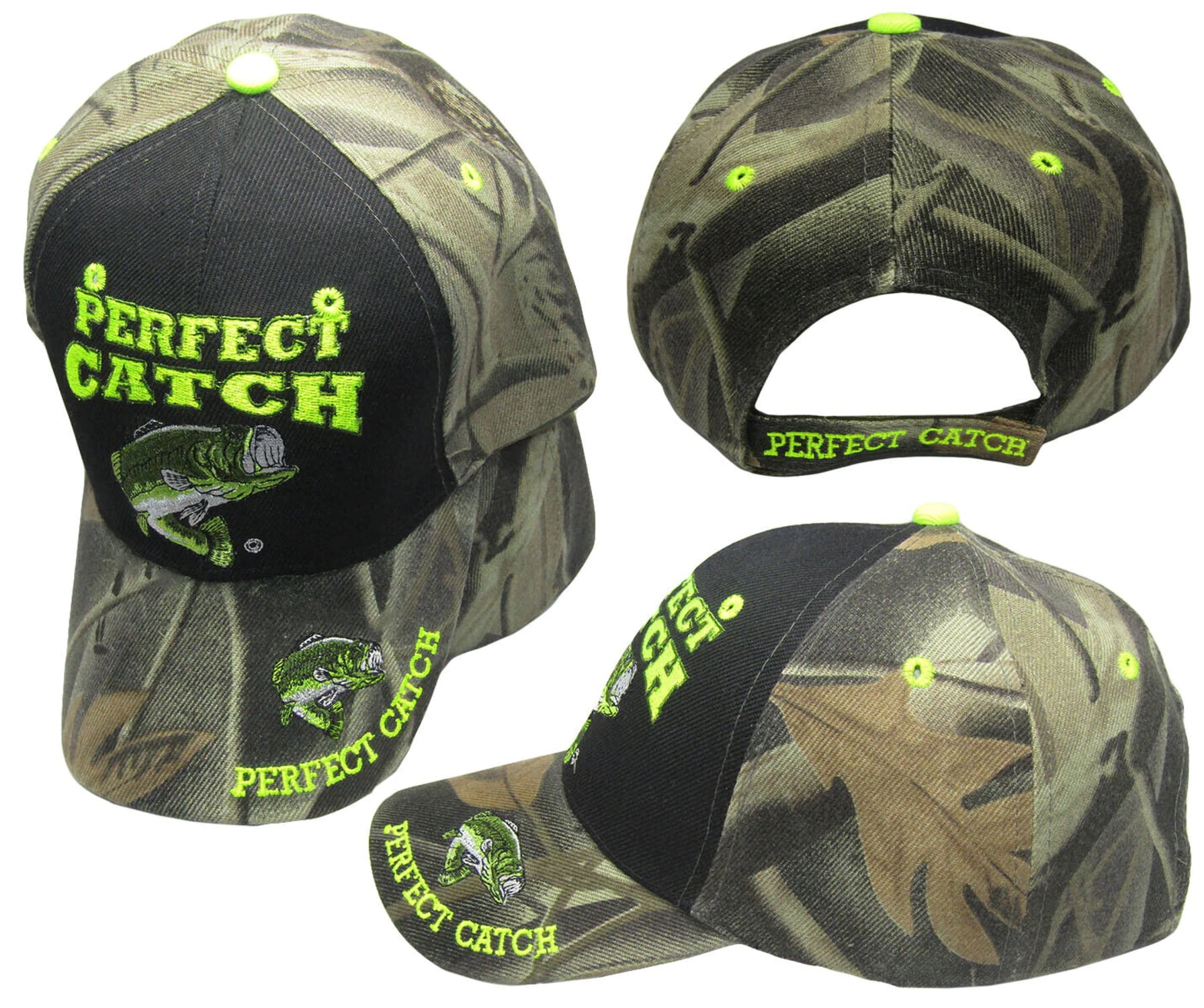 Perfect Catch Bass Fishing Embroidered Adjustable Cap Hat - Walmart.com