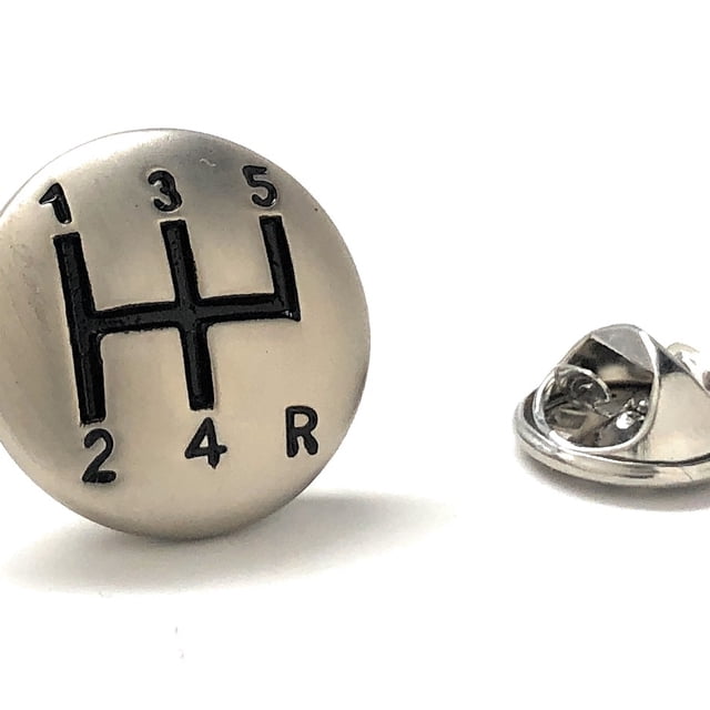 Perfect Cufflinks Lapel Pin Brushed Silver Gear Knob Black Enamel Pin ...