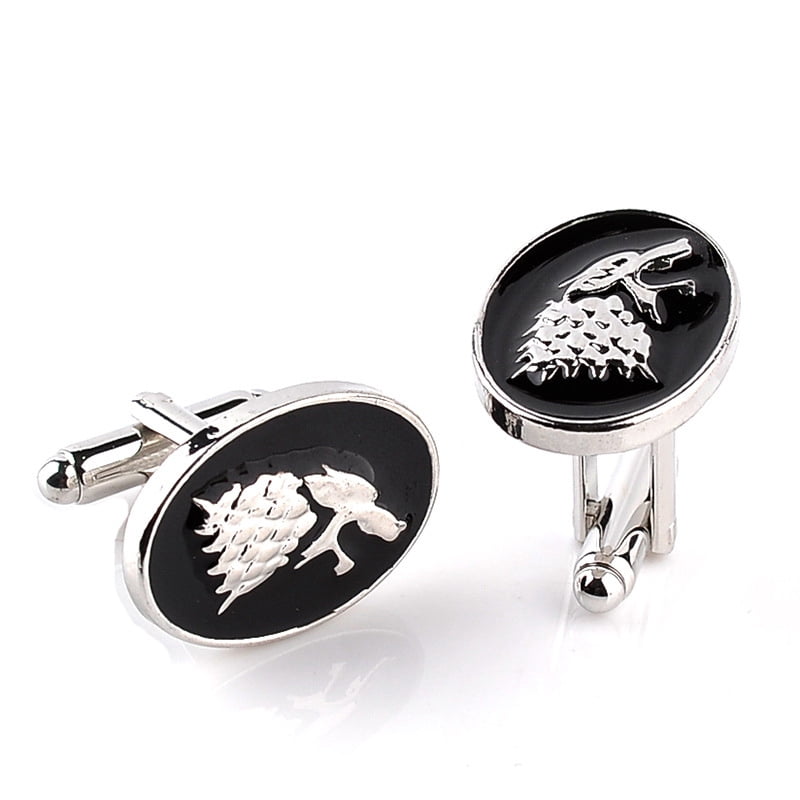 Perfect Cufflinks Medieval Wolf of the Black Forest Black Enamel Silver ...