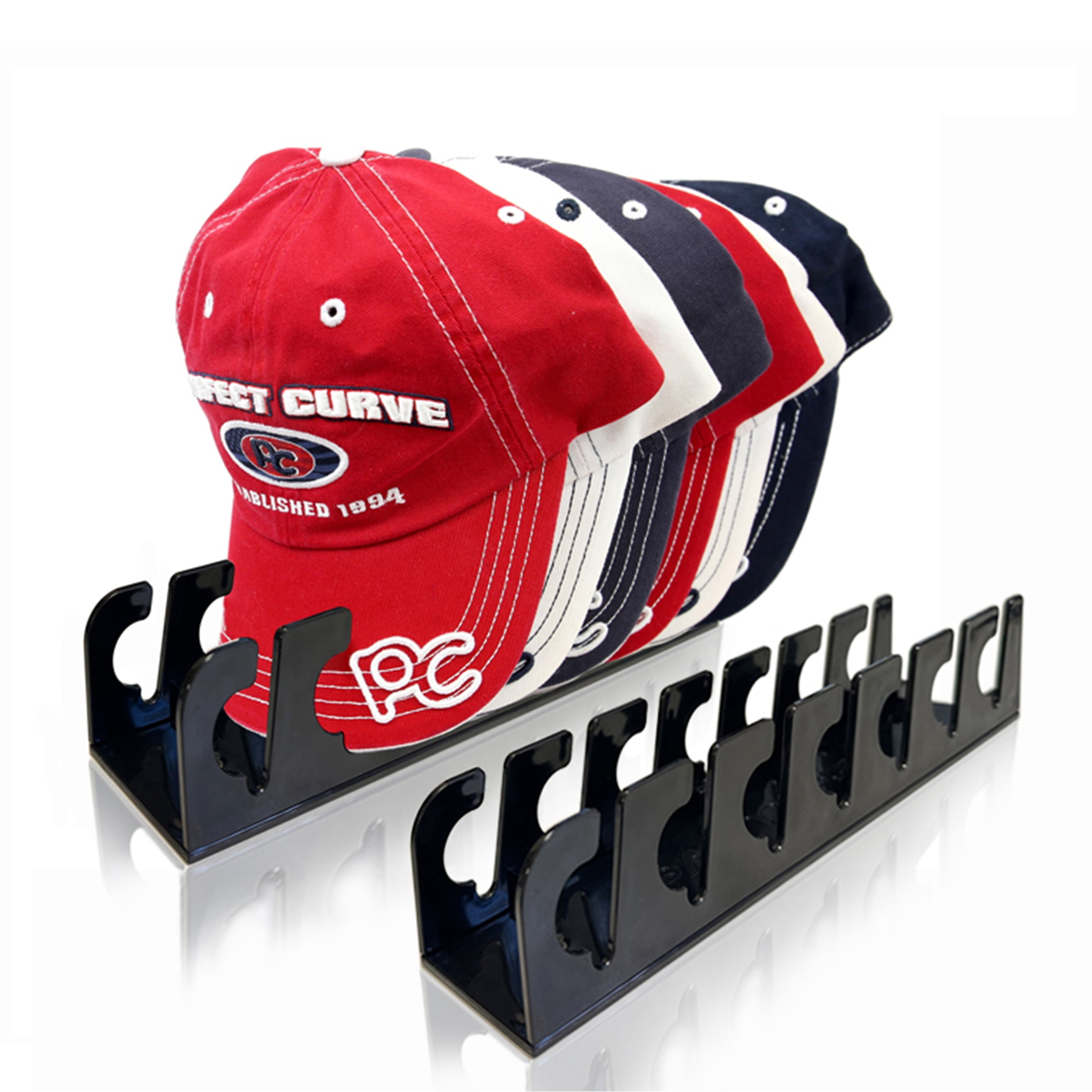 Perfect Curve Cap Rack Stand 2-Pack - Black, Wall & Tabletop Hat ...