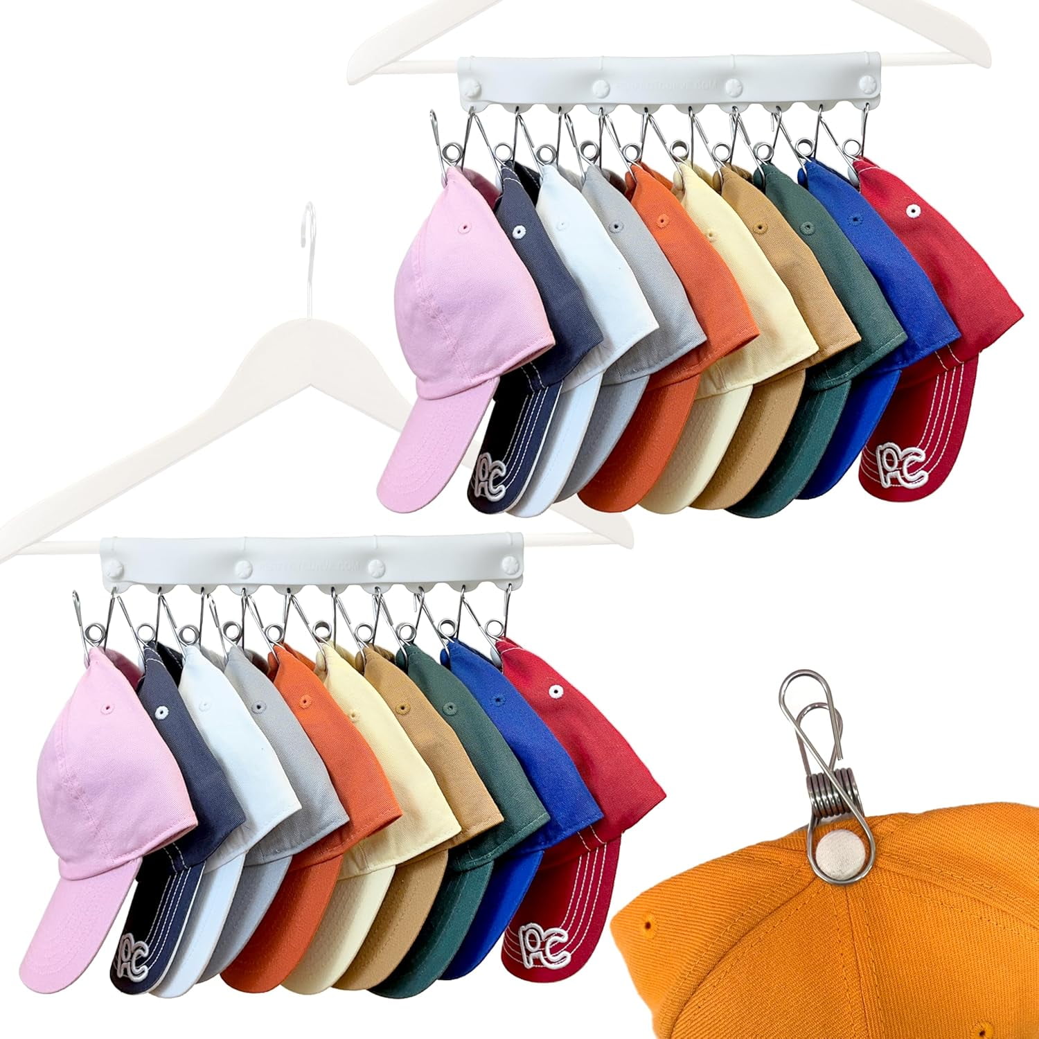 Perfect Curve Hanger Hat Organizer, White, 2-Pack - Walmart.com