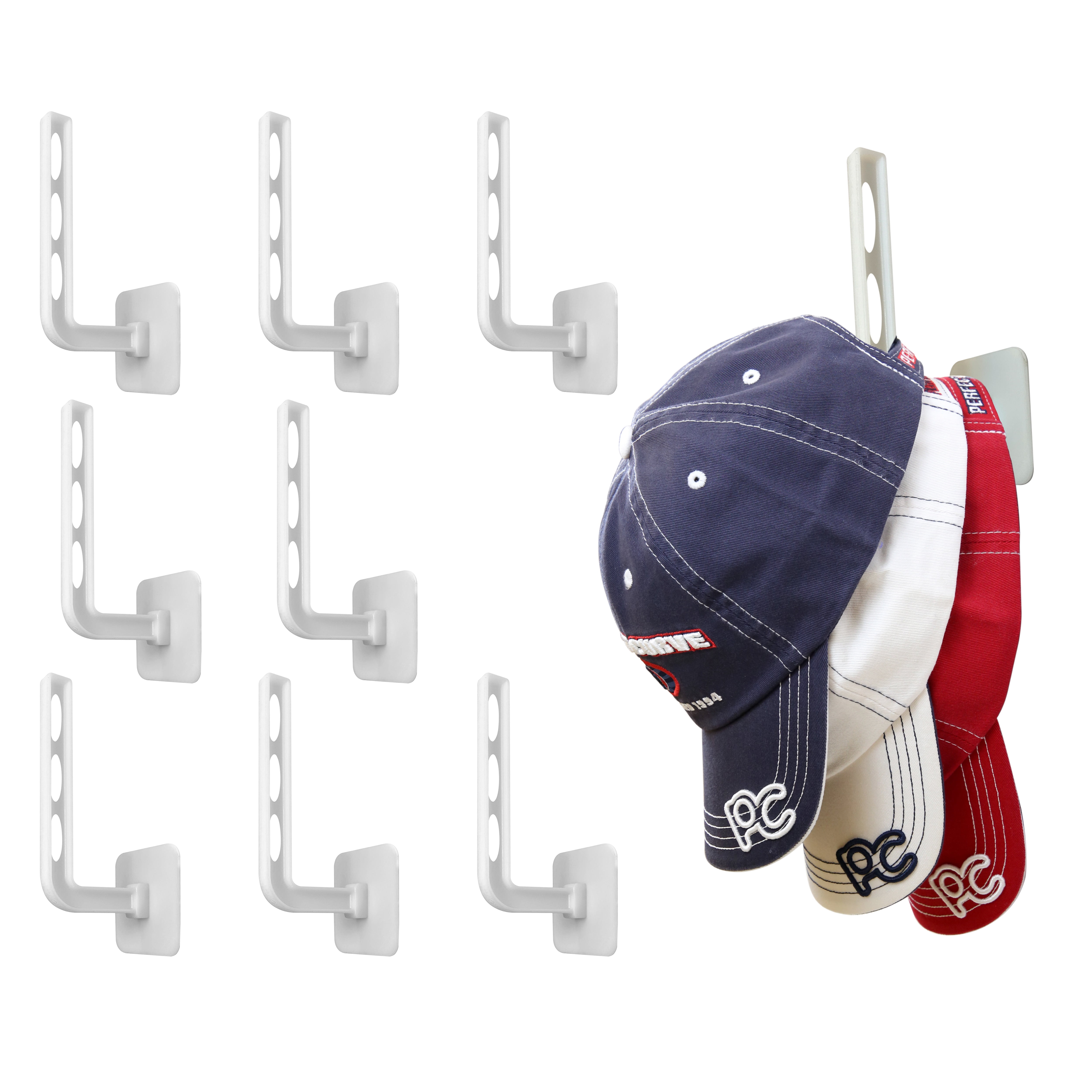Perfect Curve Hat Holder Hook with Oval Cutouts, White, 8-Pack ...