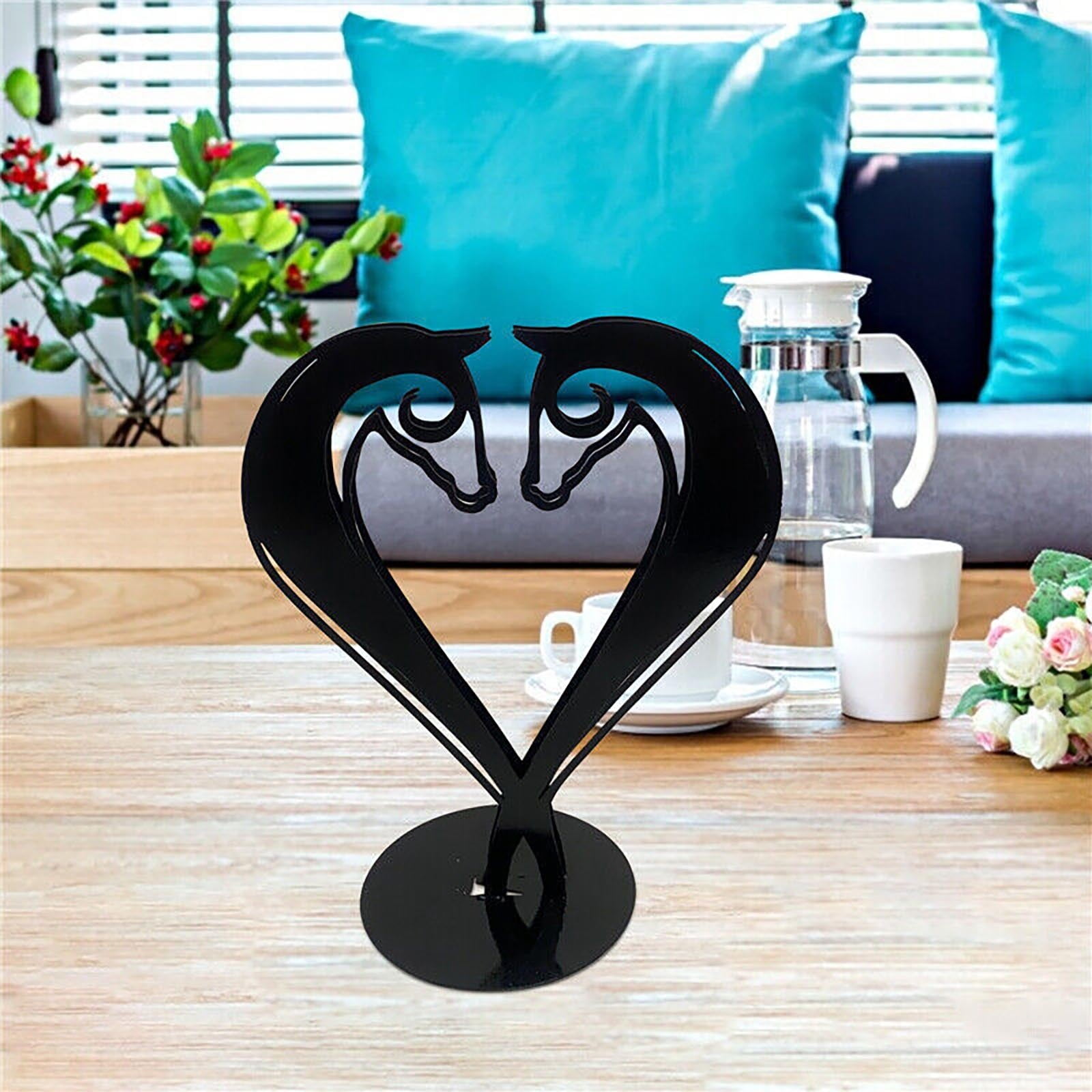 Perfect Deco! JIASEN Kiss-Horse Sculpture Modern Statue Rustic Metal ...