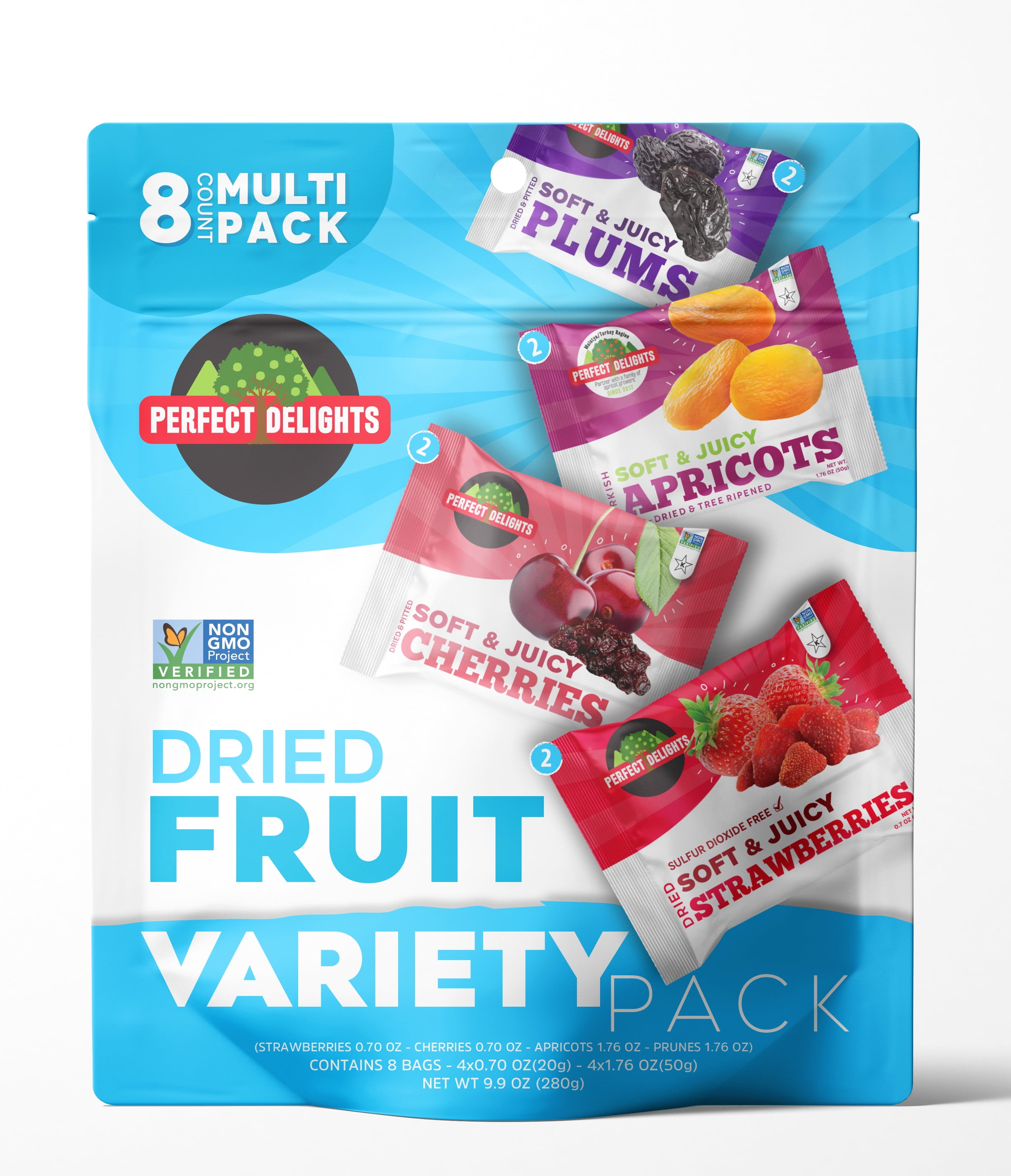 Perfect Delights Dried Fruit Snack Packs, Vegan and Gluten-Free, 8 Bags ...
