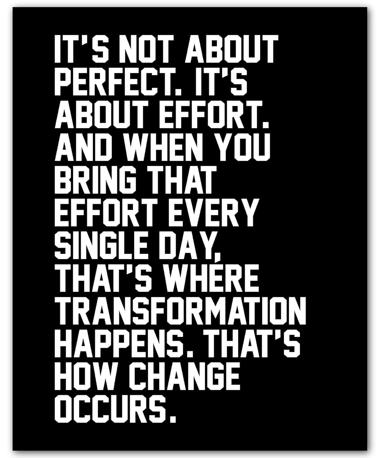 It's Not About Perfect, It's About Effort - Motivational Wall Art Print ...