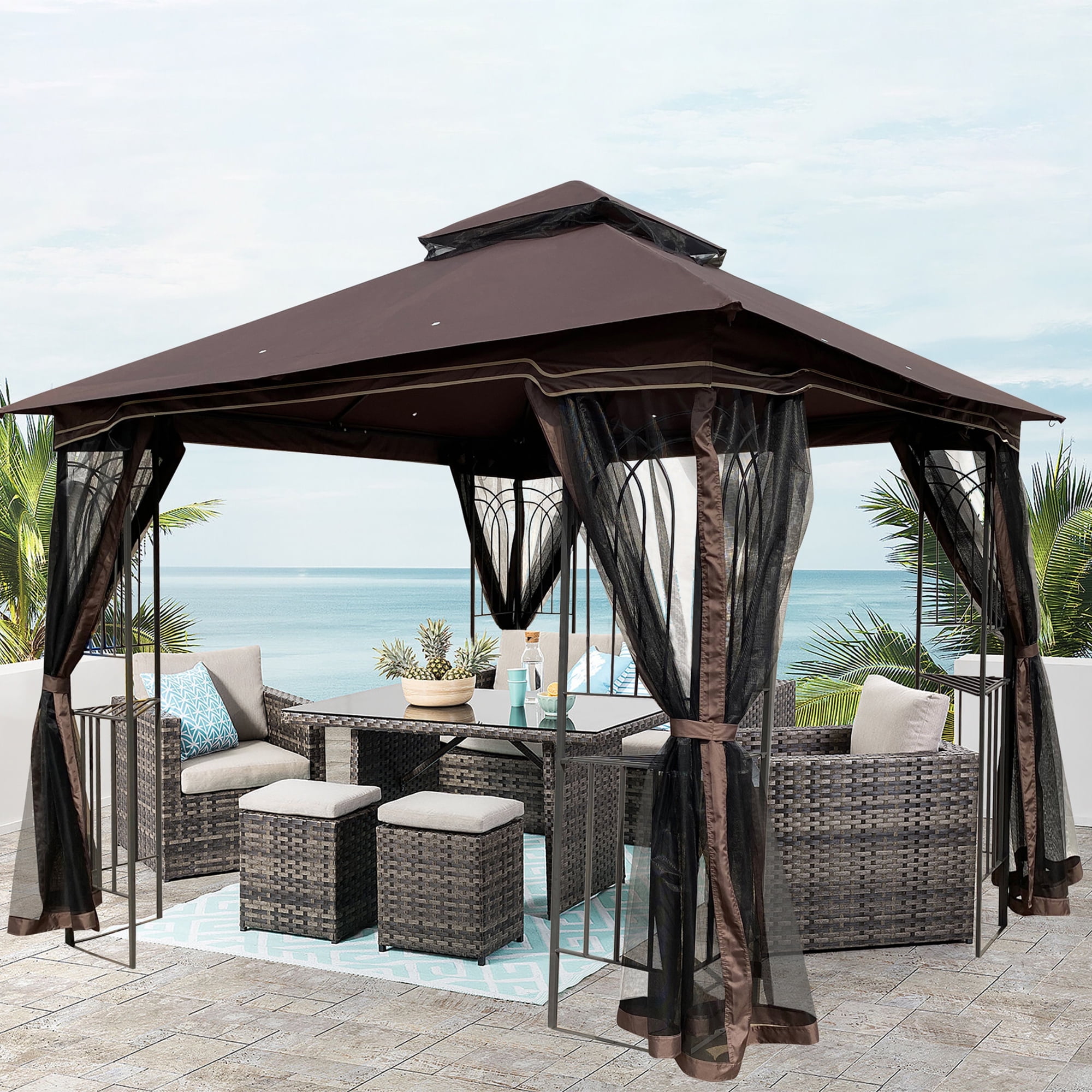 Perfect Garden 10' L x 10' W Outdoor Patio Canopy Gazebo with ...