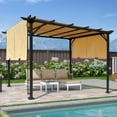 Perfect Garden 12 x 9.5 FT Outdoor Steel Frame Pergola with Retractable ...