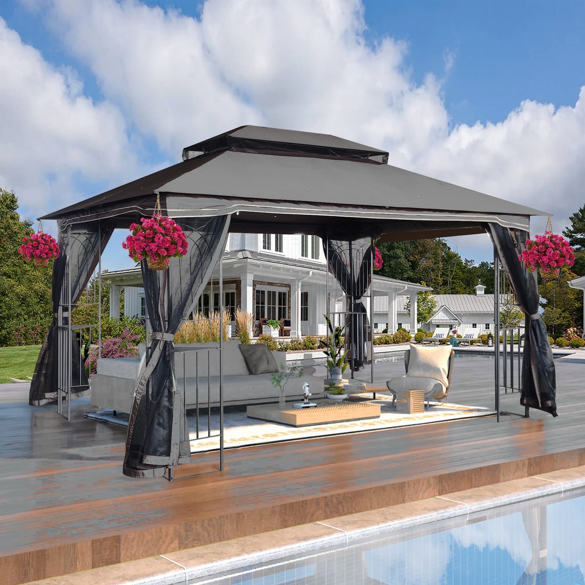 Perfect Garden 13 x 10 ft Outdoor Patio Gazebo Canopy Tent with ...