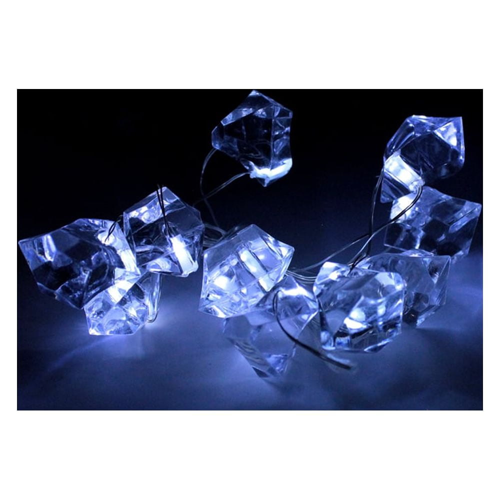 Perfect Holiday 10 White LED Ice Cube String Lights, Battery Powered ...