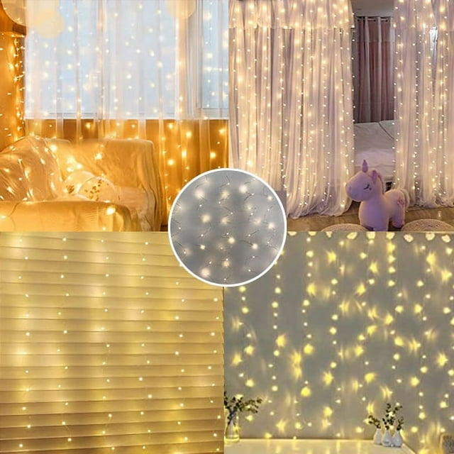 Perfect Holiday 120 LED Curtain String Fairy Light Plug in - Warm White ...