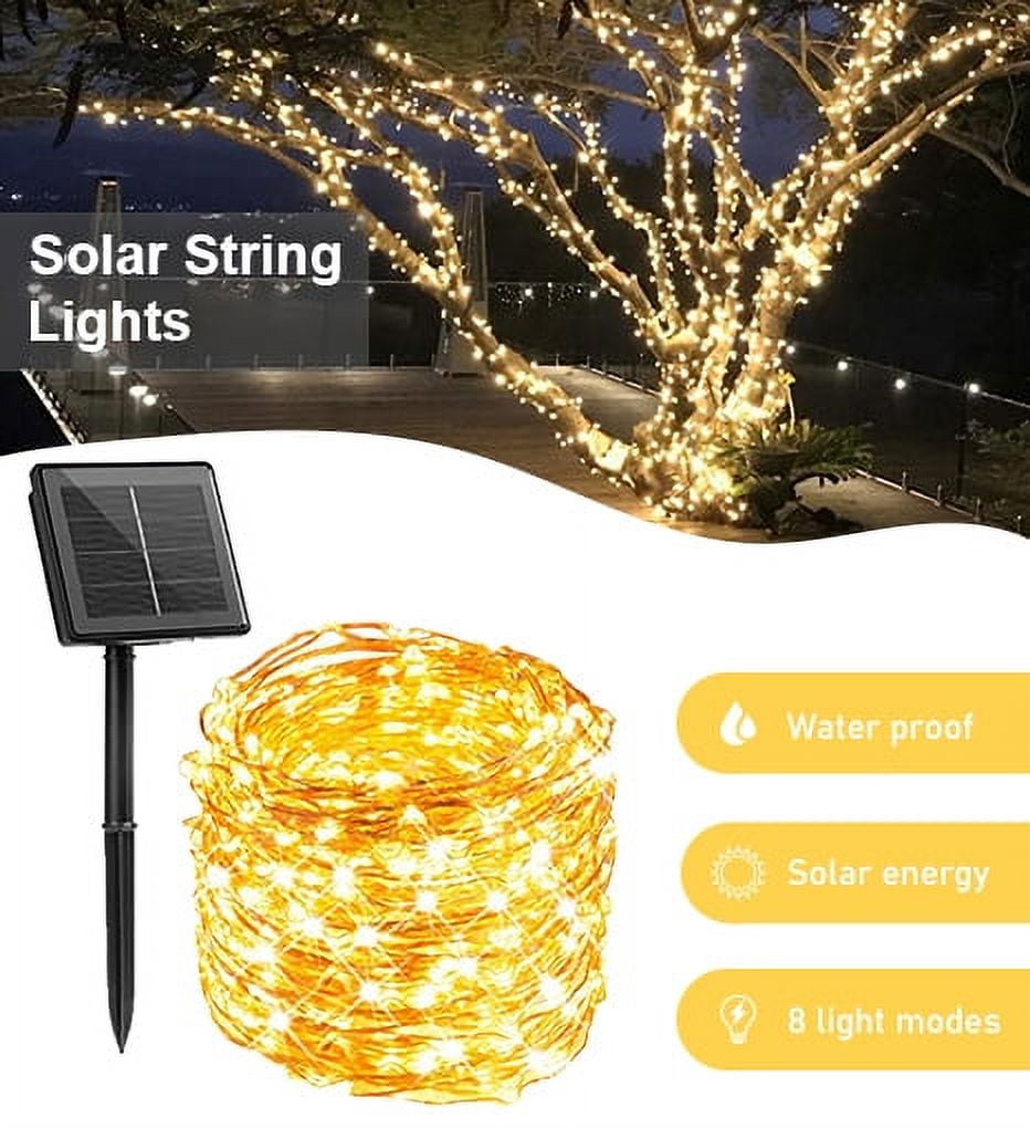 Perfect Holiday 200 LED 64ft Mini Micro Solar String Light - Warm white ...