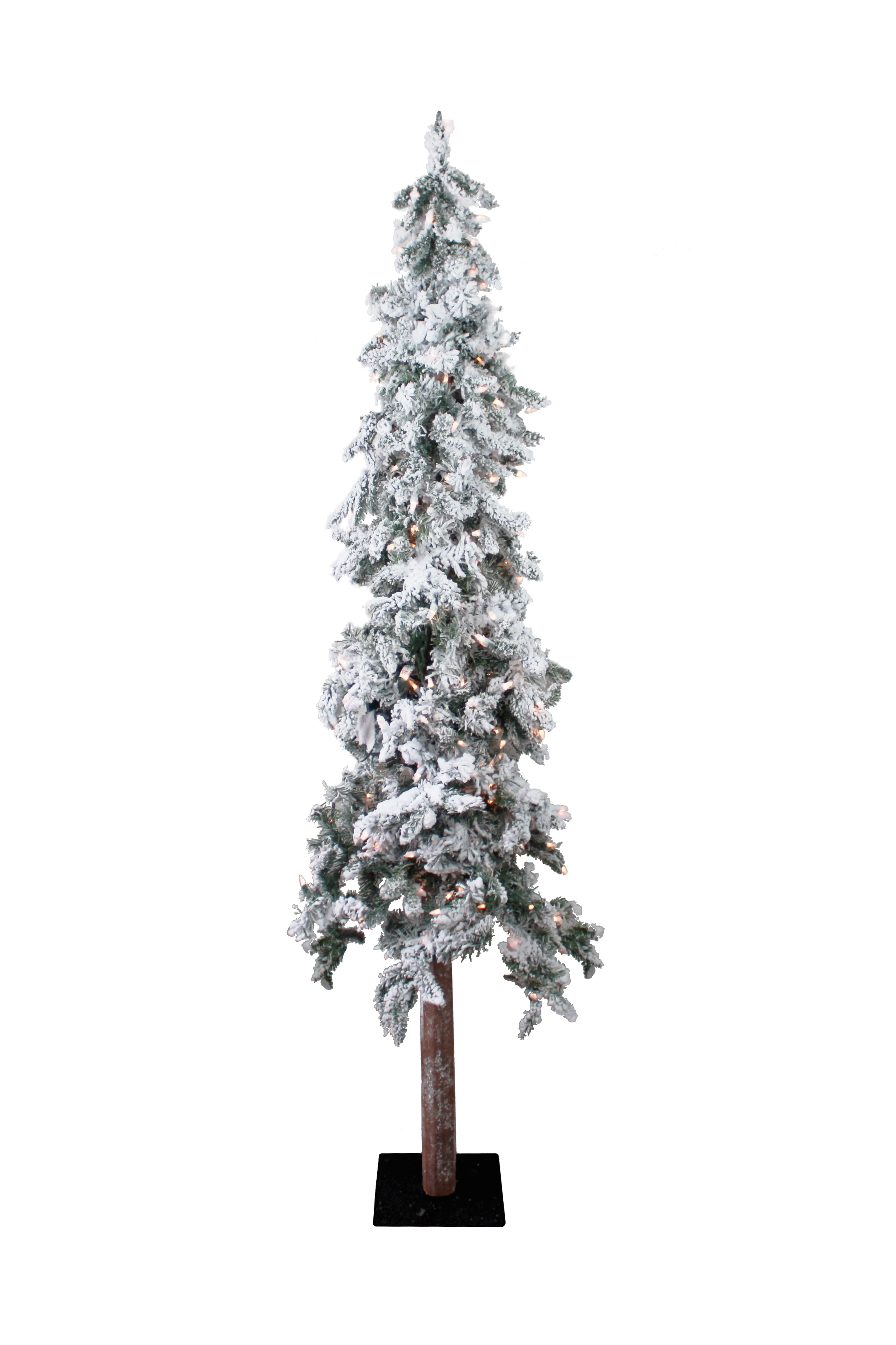 Perfect Holiday 6 Ft Snow Flocked Pre-lit Natural Alpine Christmas Tree ...